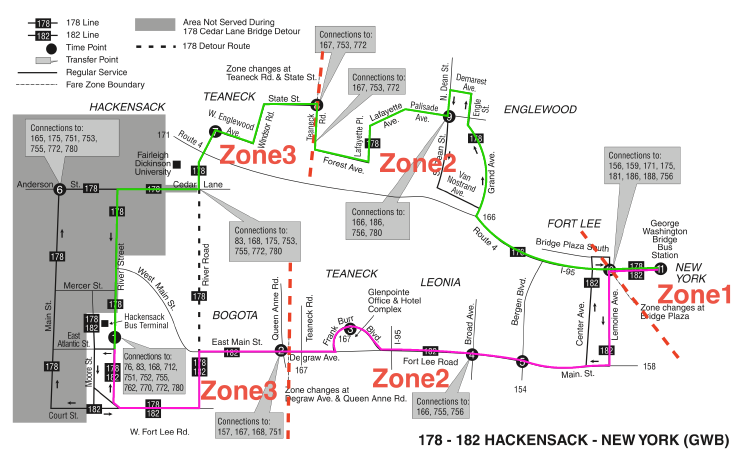 NJT バスのゾーン(Zones)について - カオルの留学ブログ in ニュージャージー