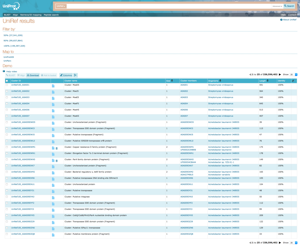 UniProt のUniRef データベース - macでインフォマティクス