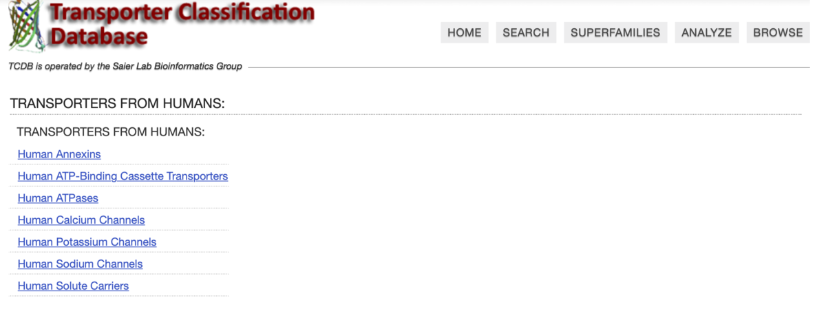 トランスポーターのデータベース TCDB - macでインフォマティクス