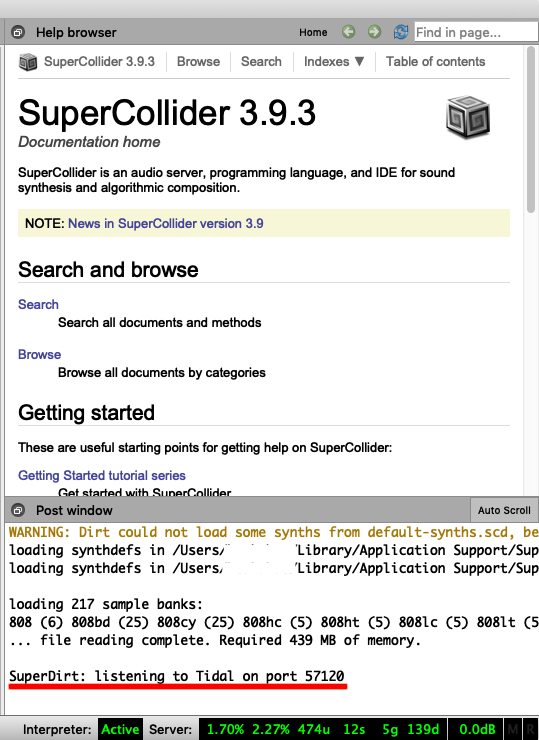 SuperCollider起動時にSuperDirtを自動起動 - memorandums