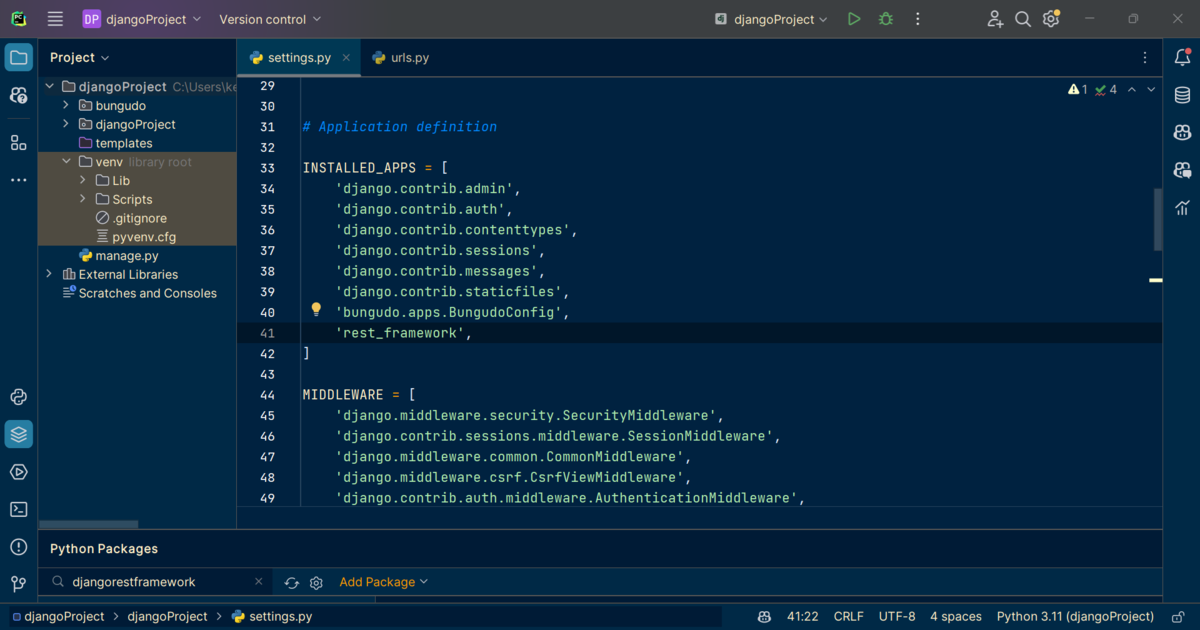 PyCharmでDjango Rest frameworkプロジェクトを始めたときのメモ - ケイ太のDX備忘日記