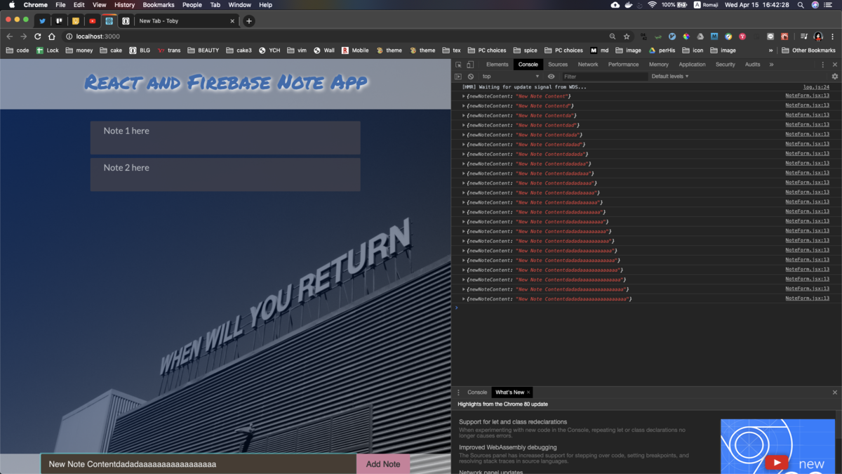 React + Firebase Note App Tutorial(Wes's) dev log - KAEDE Hack blog