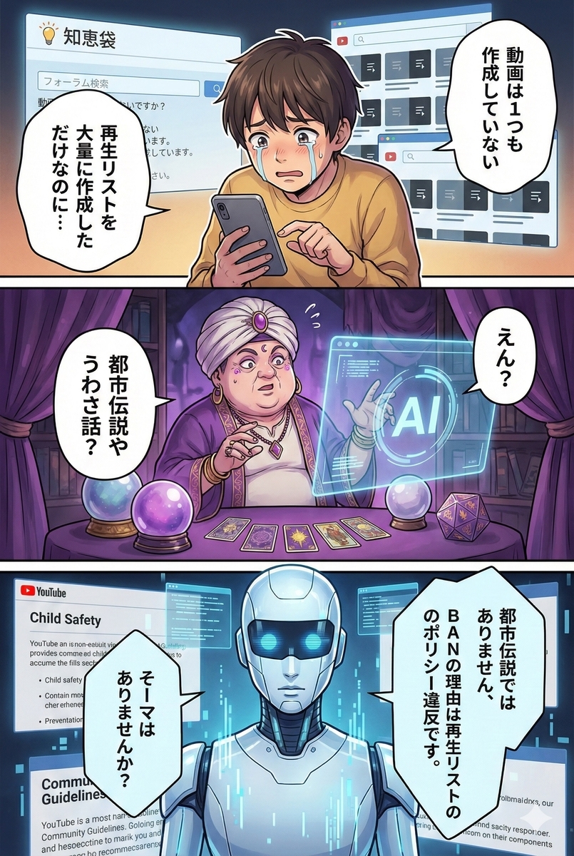 【注意喚起】YouTube動画投稿なしでもBANされる？原因は「再生リスト」でした 「子供の安全」違反で一発垢バン - 三流君 ken3のmemo置き場