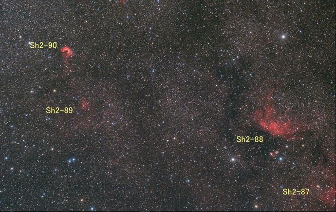 こぎつね座Sh2-87～90 - C#7の星空周遊