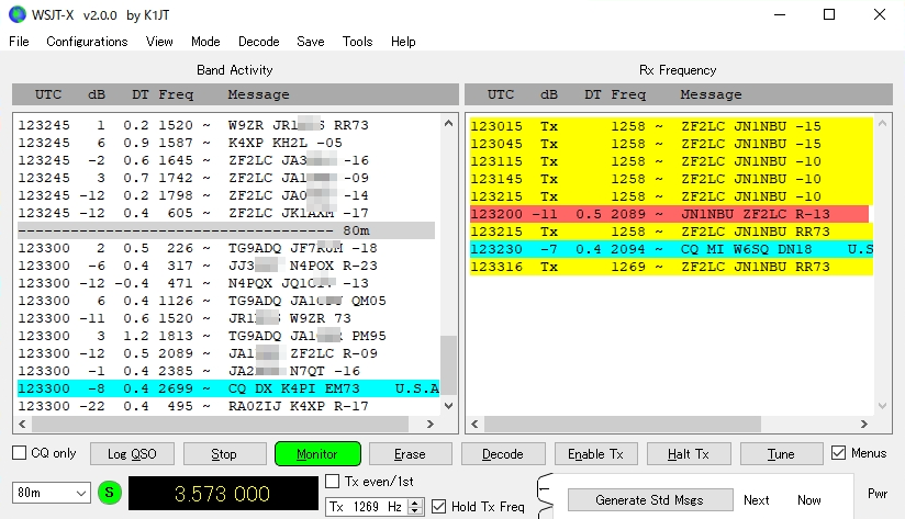 ZF2LC ケイマン諸島 80m FT8で交信 - 無線とピュアオーディオ JN1NBU