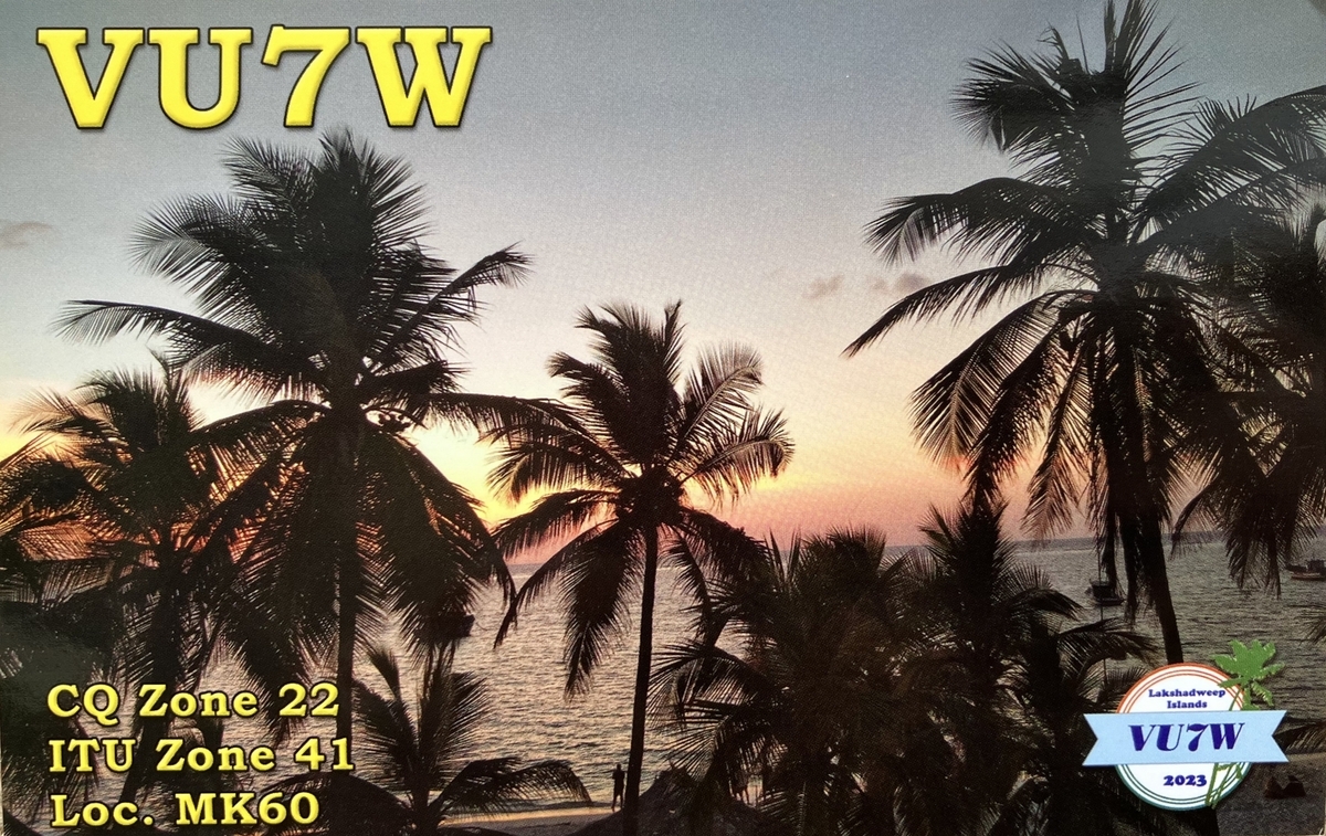 VU7W ラクシャディープ諸島 QSLカード受領 / 80m FT8 CFM - 無線とピュアオーディオ JN1NBU
