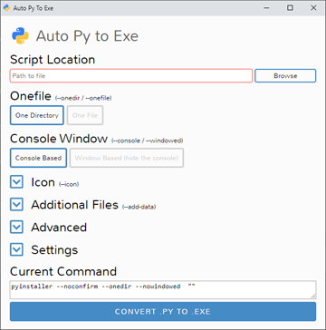 GUI 上で Python ファイルを exe ファイルに変換したいと思っている方へ！「Auto PY to EXE」 - ソフトウェア開発者のための OSS、まとめてみました！