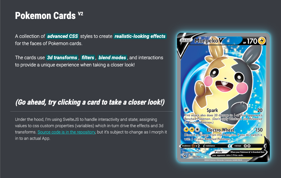 ポケモンカードのリアルなレア加工を施す CSS コレクション！！「Pokemon Cards CSS」 - ソフトウェア開発者のための OSS ...