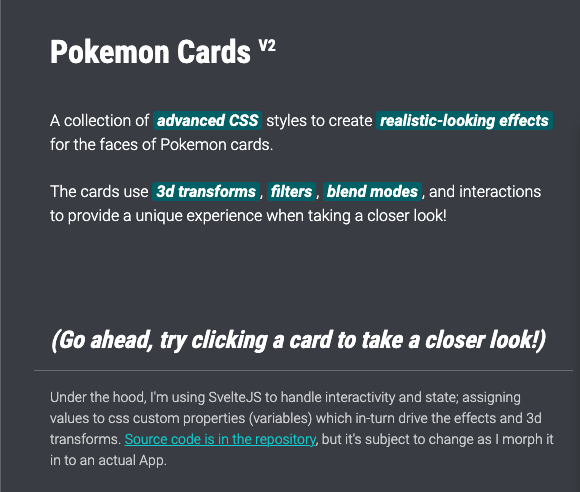 ポケモンカードのリアルなレア加工を施す CSS コレクション！！「Pokemon Cards CSS」 - ソフトウェア開発者のための OSS ...