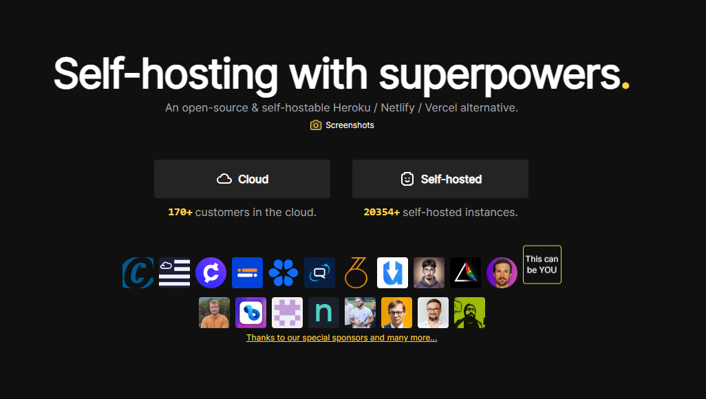 Heroku、Netlify、Vercel などに代わる自己ホスト可能なOSS「Coolify」 - ソフトウェア開発者のための OSS、まとめてみました！