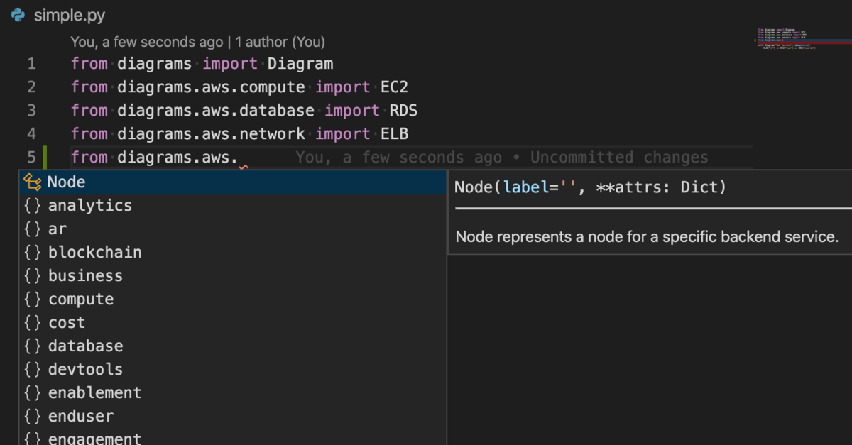 VS CodeのRemote - Containers拡張とDiagramsを利用してクラウド構成図を書く - kdnakt blog