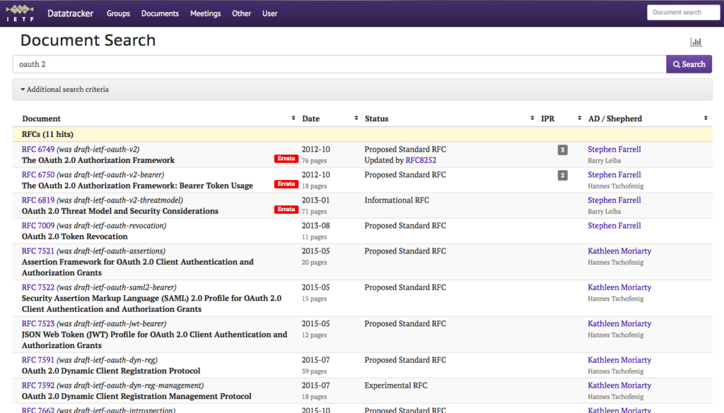 RFCを調べるときは IETF の Datatracker がすごく有用なことに今更ながら気がついた - 理系学生日記