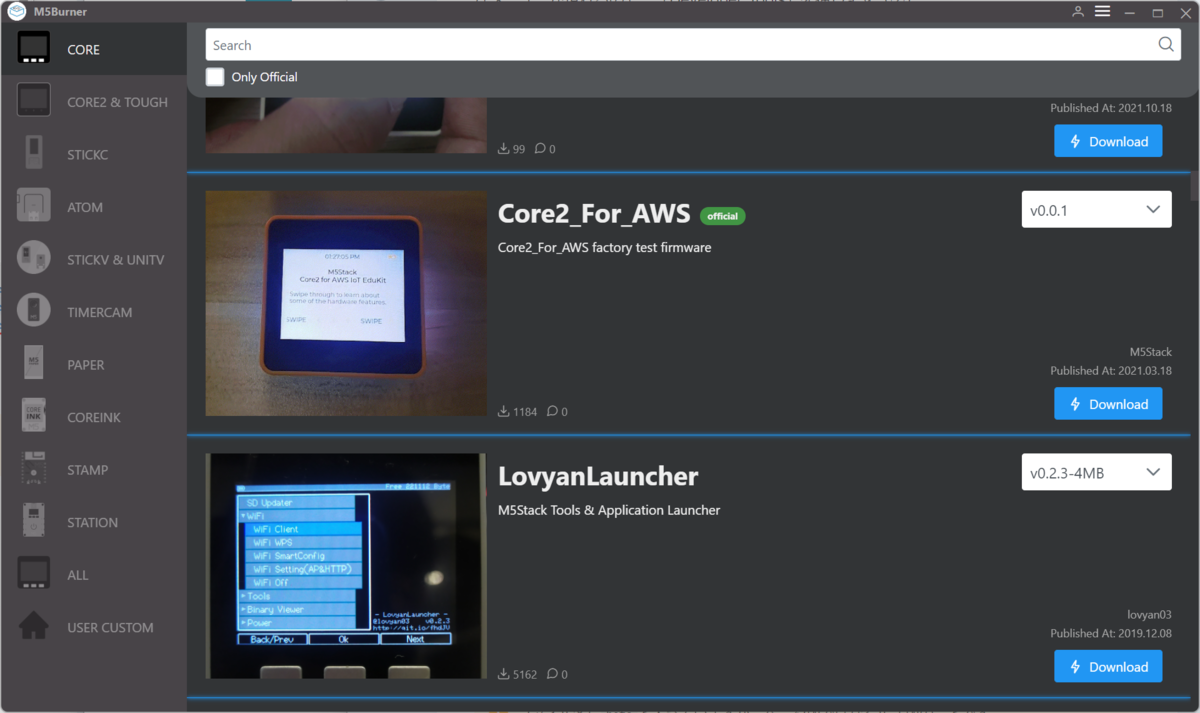 M5stack Core2 For Awsを工場出荷状態に戻す 雑食日記