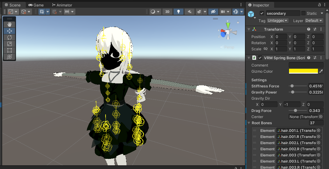 【Blender4.0】VRMモデルにSpring boneを追加・設定する（髪の毛/スカート） - 正義のもふもふ/Mofumofu of justice