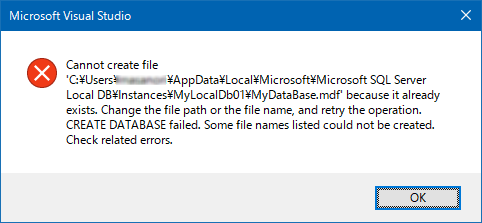 SQL Server LocalDBのインスタンスを削除してもユーザーデータベースのファイルが残る - きよくらの備忘録