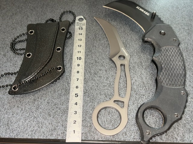 SCHRADE スケルトンカランビットナイフ SCH111 全長16.5㎝ 重さ71g シース44g 合計115g - 大きな苦難までの備忘録