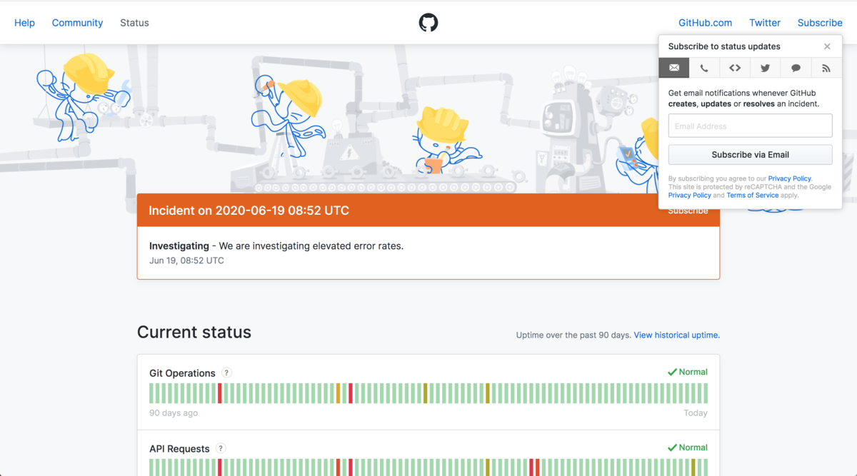 GitHub が落ちた時に復旧情報を受け取る - koicの日記