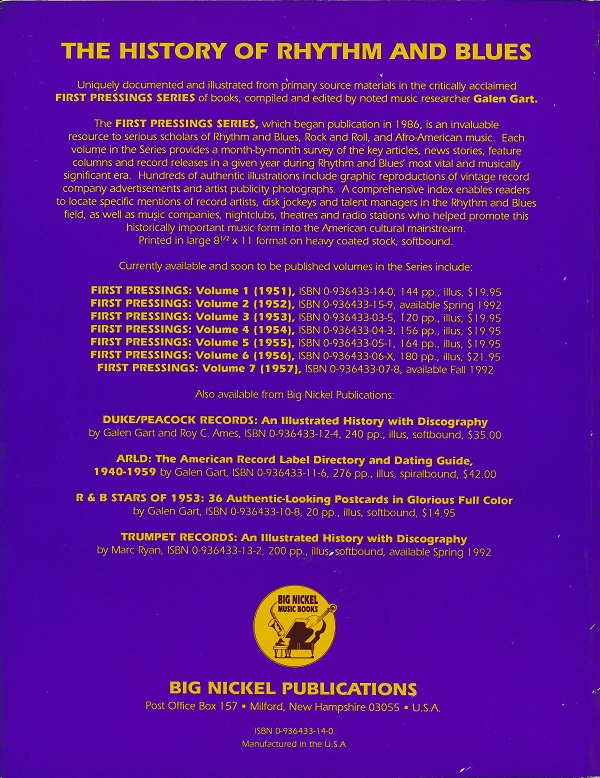FIRST PRESSINGS THE HISTORY OF RHYTHM & BLUES VOLUME 1 : 1951 - ひとりDiscogs