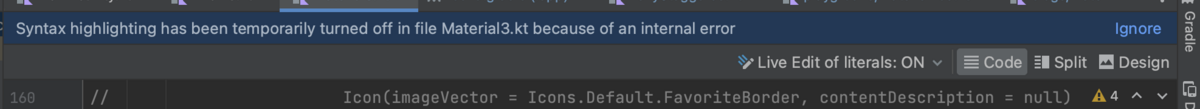 Syntax highlighting has been temporarily turned off (Android Studio) - Diary