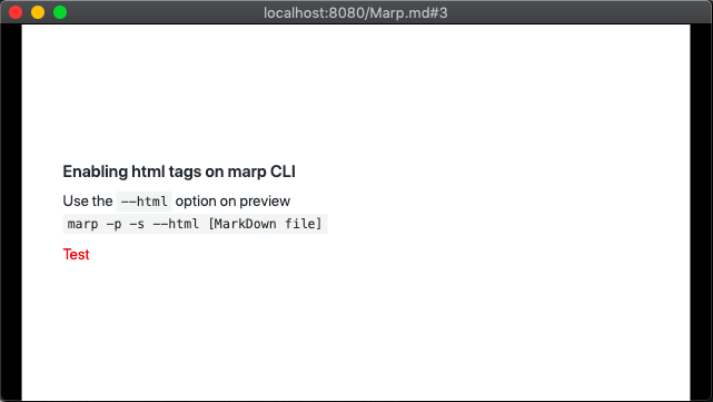 Marp CLIでHTMLタグを使えるようにする - kugi's notebook