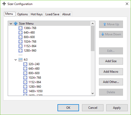 ウィンドウを指定サイズにサイズ変更できるツール「Sizer」 - ドローイング空間