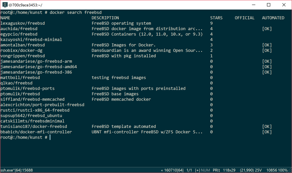 FreeBSDでDockerやってみた - くんすとの備忘録