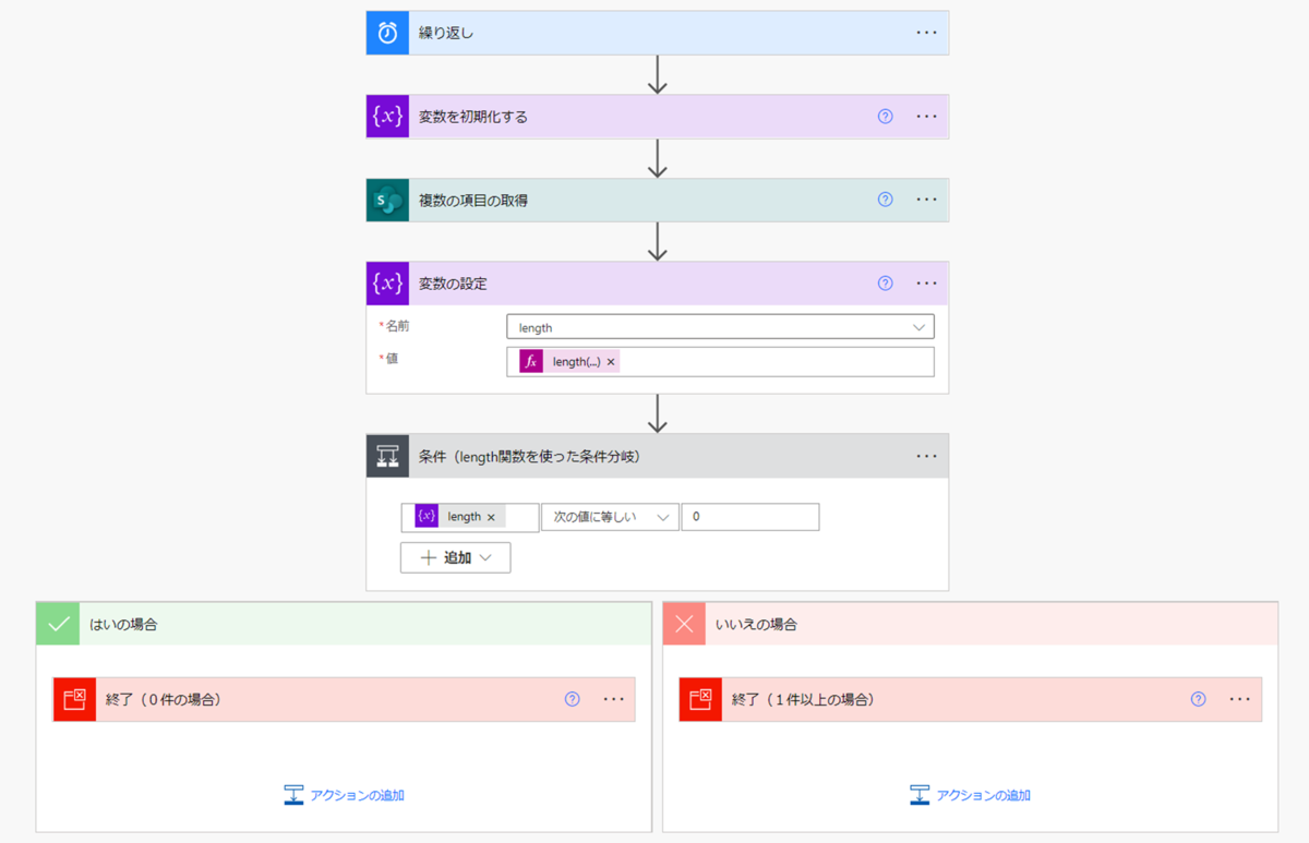 【powerautomate】【length関数】件数に応じた条件分岐をさせる方法 くらっちのクラウド日記