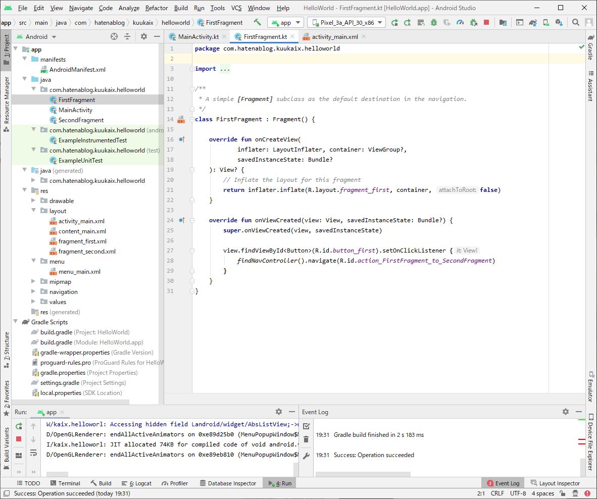 HelloWorldの説明(Android) - kuukaixの日記