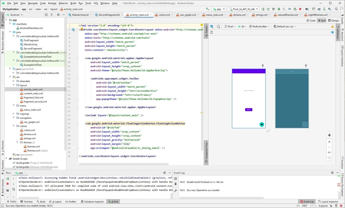 HelloWorldの説明(Android) - kuukaixの日記