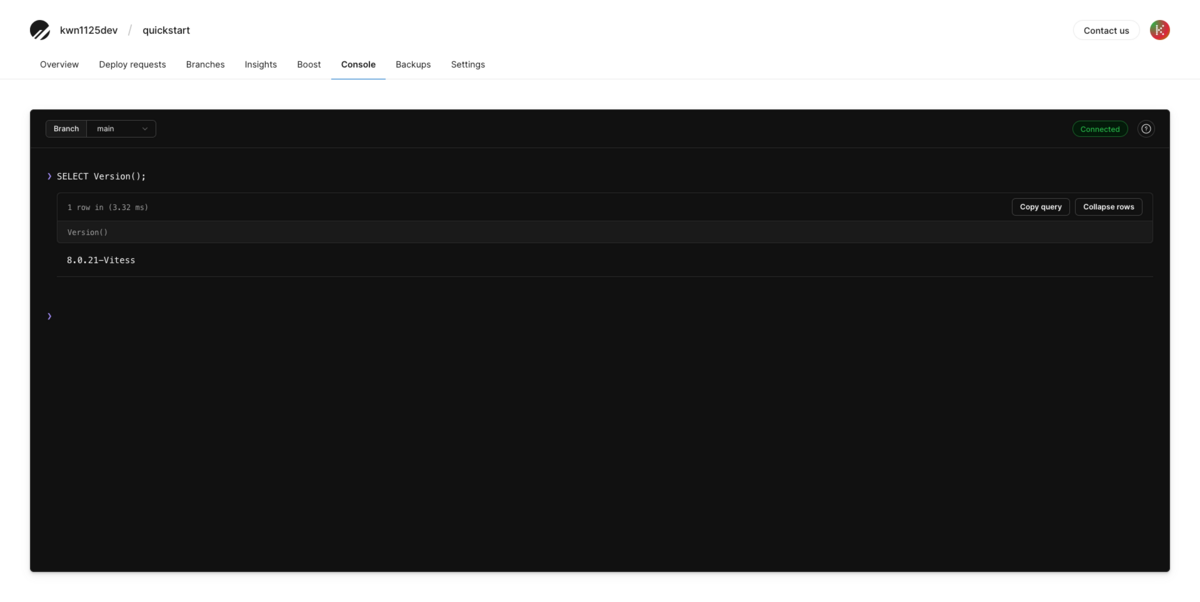 【PlanetScale】Quickstart + α - kwn’s blog