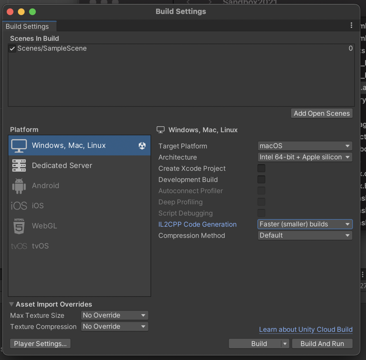 Unity2021から追加されたil2CppCodeGenerationを適切に設定するとIL2CPPビルドが最大50%早くなる - きゅぶろぐ