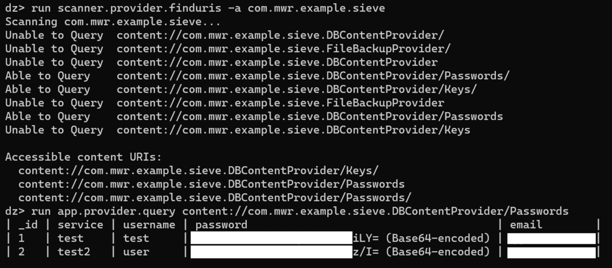 Content Providerの調査をdrozer以外で頑張ってみた！ - ラック・セキュリティごった煮ブログ