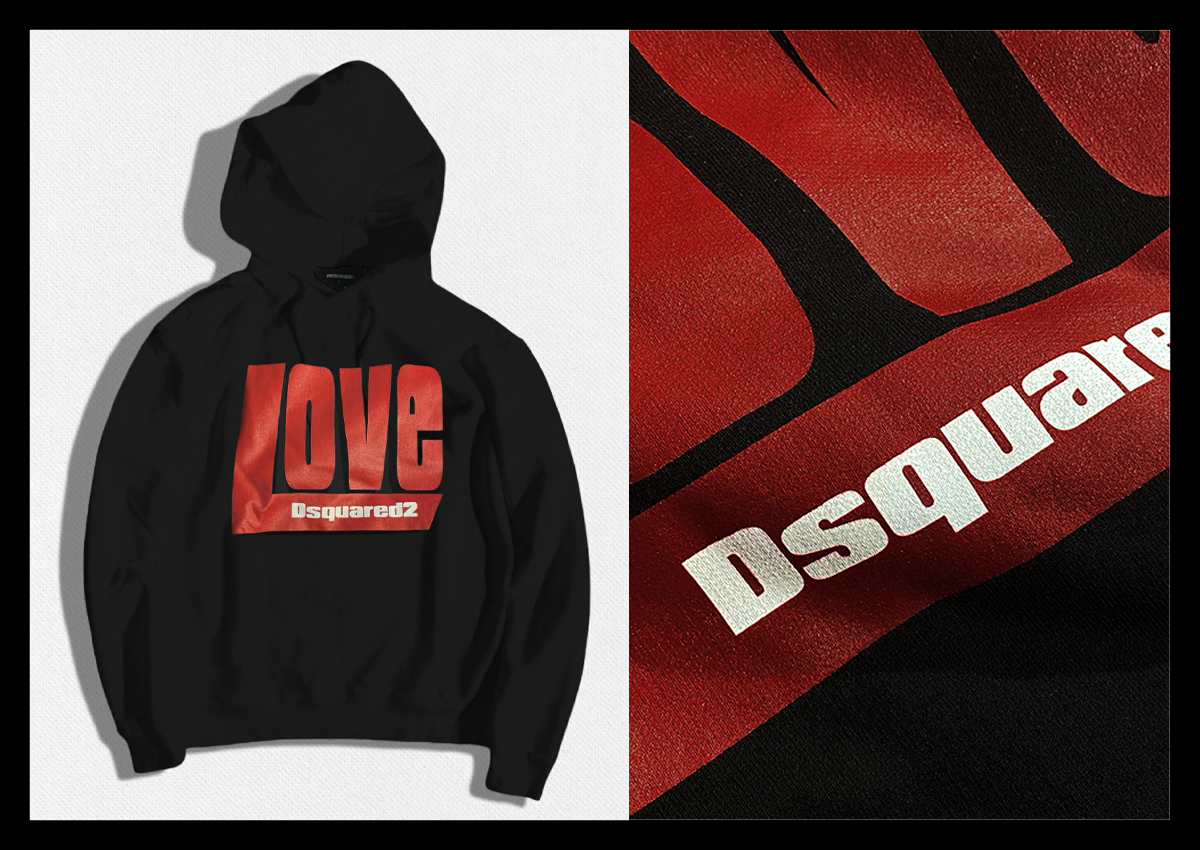 日本代購代標第一品牌【樂淘letao】－定価8.6万 ディースクエアード DSQUARED2 LOVE＆ロゴプリントが目を惹くスウェットパーカー フーディ ワンマイルウェア 裏起毛 COOL ...