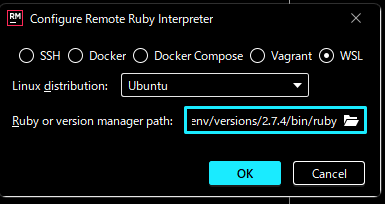 RubyMineからWSL上のRubyを動かす - @ledsun blog