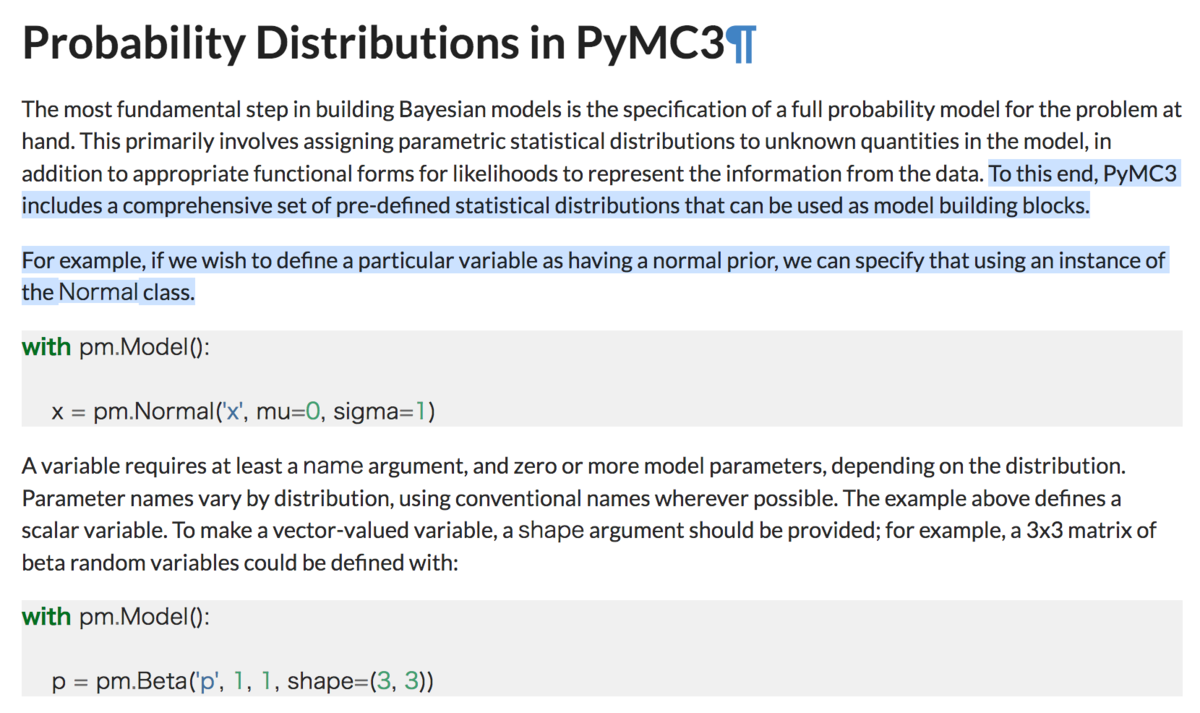 PyMC3における確率分布(Probability Distributions)の実装｜PyMC3チュートリアルに学ぶ統計モデリング #4 ...