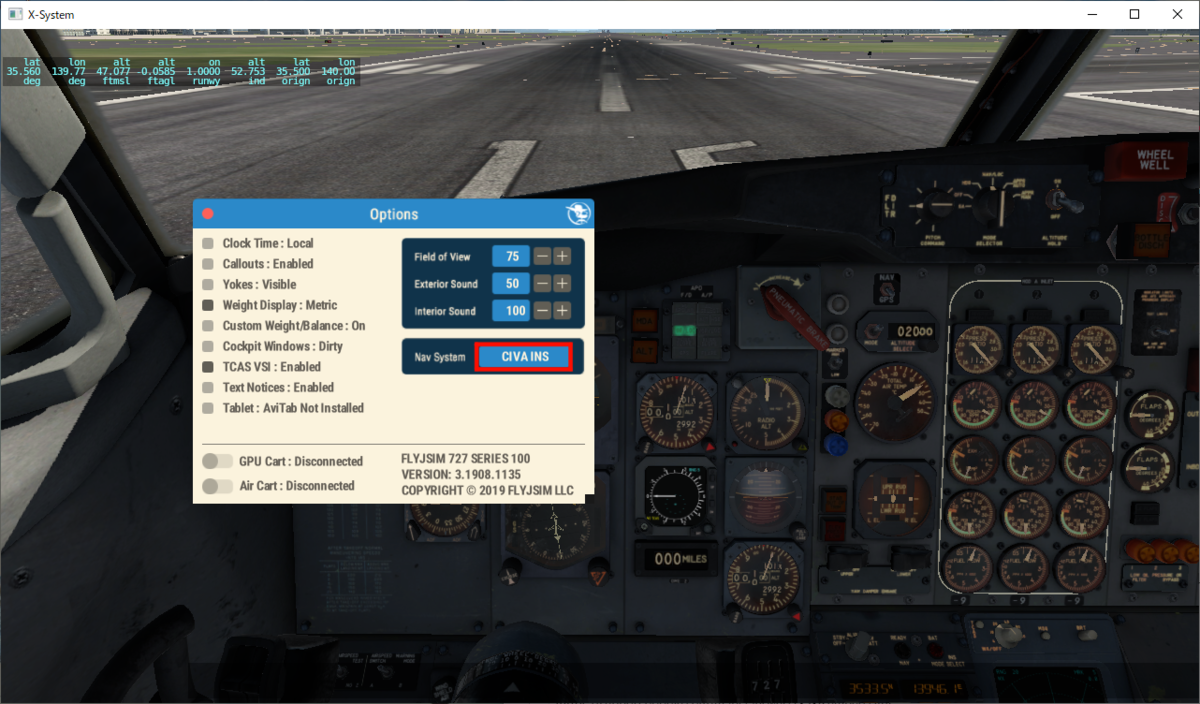 CIVA INSの使い方 (xplane) - ultramarine sky