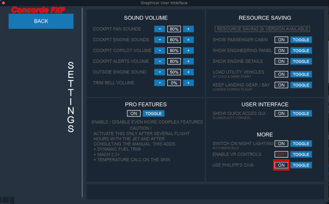 CIVA INSの使い方 (xplane) - ultramarine sky