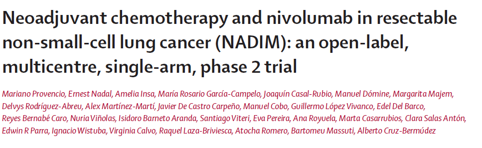 【NADIM】ステージIIIA非小細胞肺がんの周術期ニボルマブで24カ月時点での無増悪生存率は77.1% - キュート先生の『肺癌勉強会』