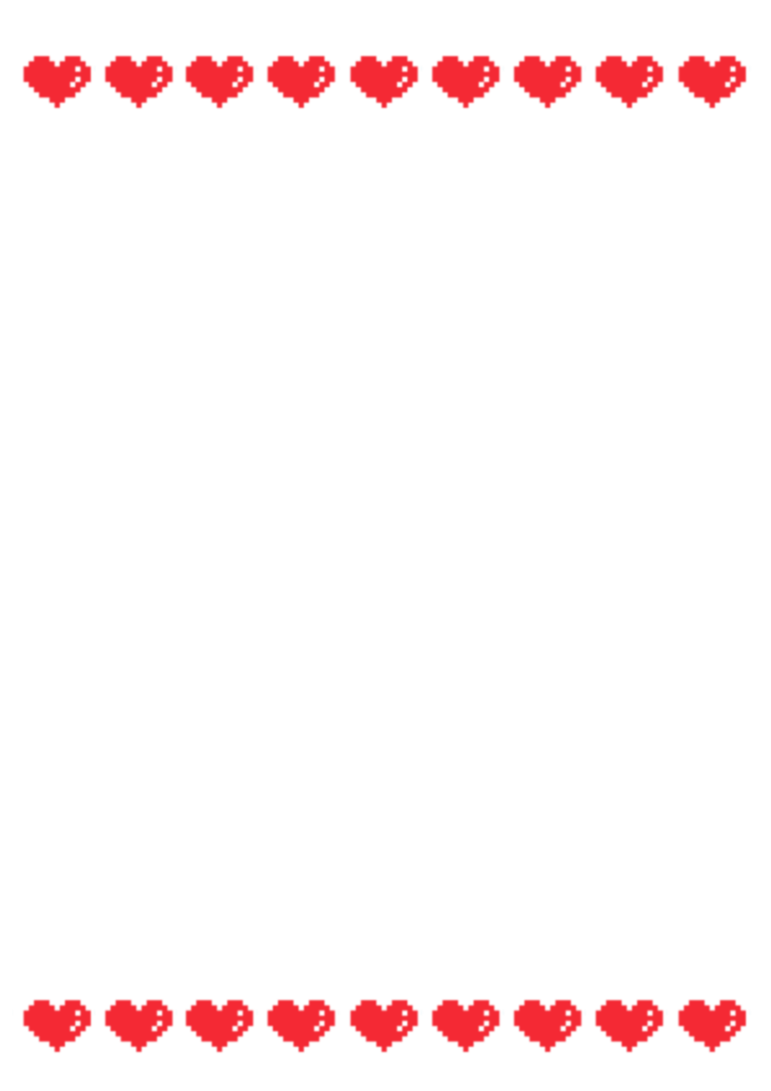 ドット絵ハートラインの背景イラスト（A4縦） Pixel art heart line background illustration (A4 ...