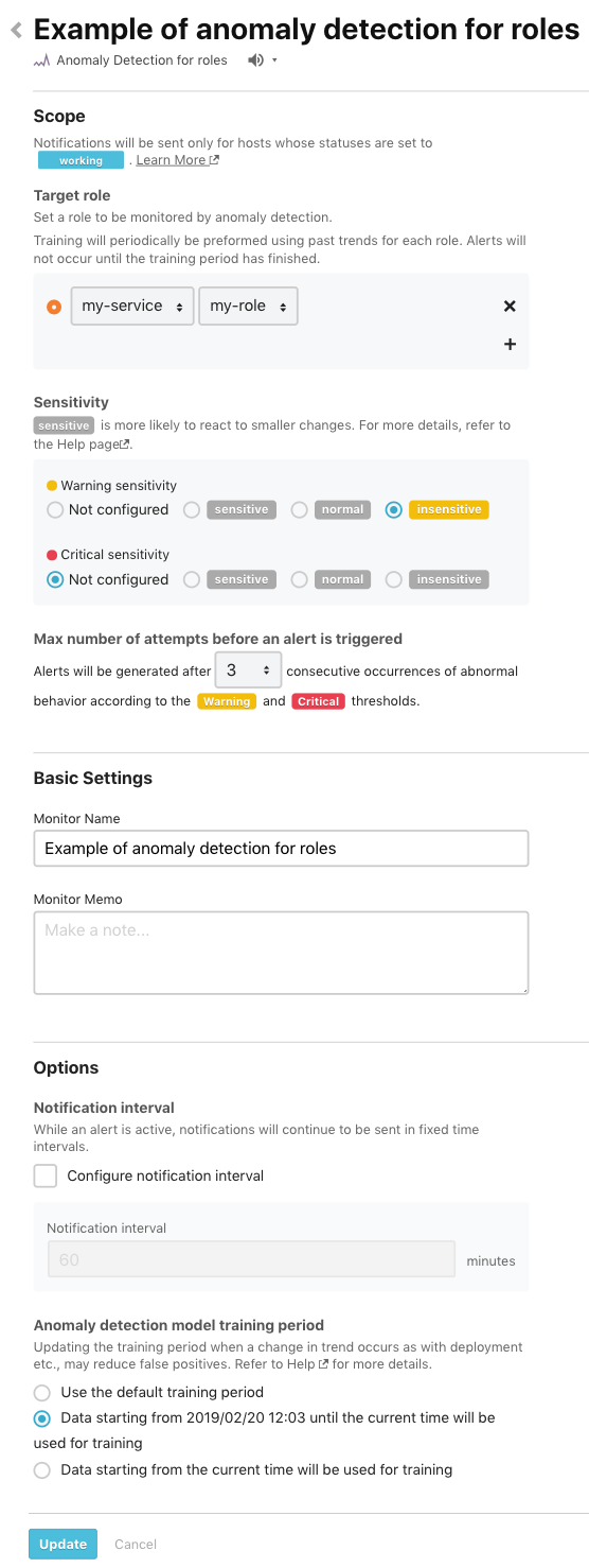 Monitoring with Anomaly Detection for roles - Mackerel Docs