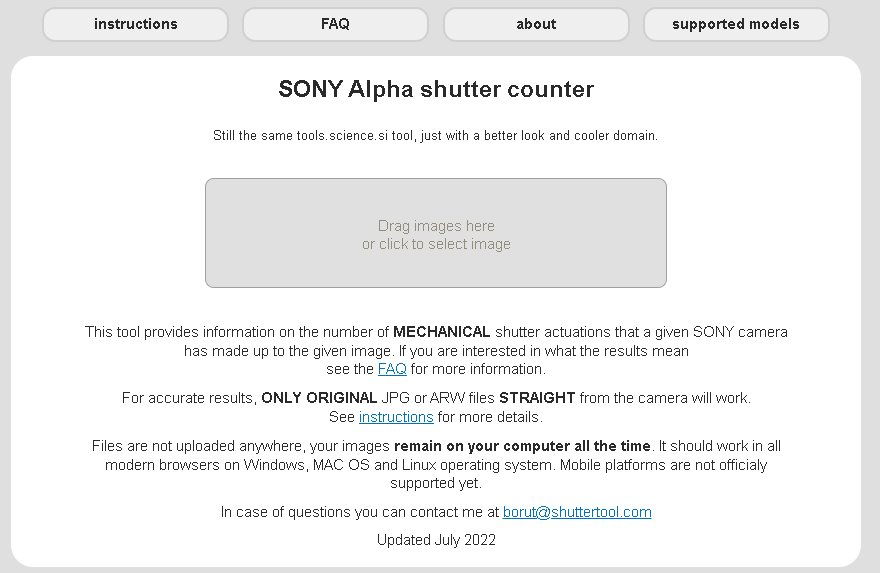 SONY Alpha shutter counter - magcupの日記