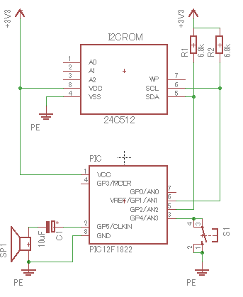PIC 12F1822とI2CROMでWAVファイルを再生してみた。 - 満腹居士 七転八倒の記