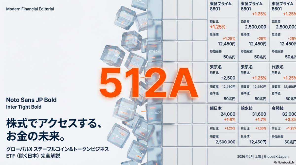グローバルX ステーブルコイン＆トークンビジネス ETF（除く日本）【512A】徹底解説 - まるいの日記