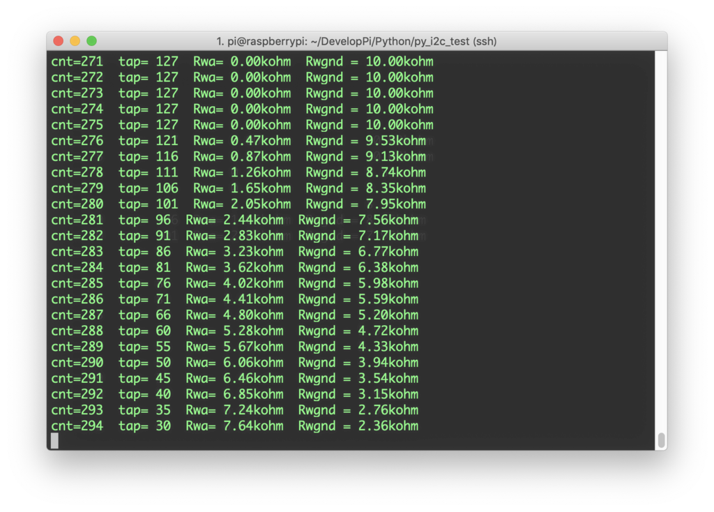 デジタル可変抵抗器 MCP4018をRaspberry Pi ( Python )で使ってみる（I2C書き込み） - Shujima Blog
