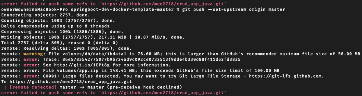 Githubに100MB以上のファイルをpushするとエラーになる