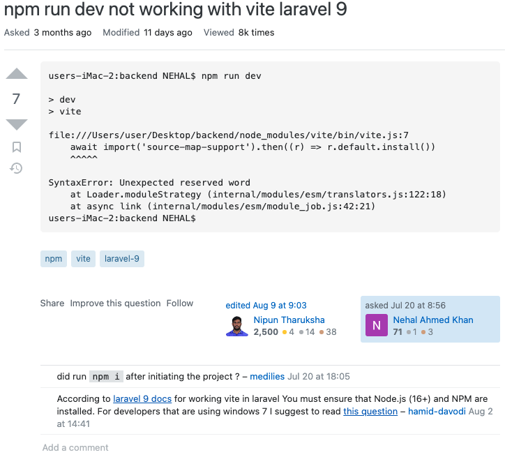 Npm Run Devがvite Laravel 9で機能しない