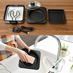 一人暮らしに便利 山善 ホットプレート グリル鍋 YHC-W601(B) 掃除もしやすいと評判 - よろづやアンテナ