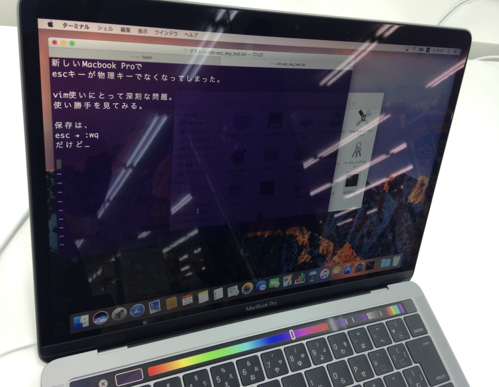 新Macbook Pro の Touch Bar で Vim を使ってみる（escキーを試す） - min117の日記