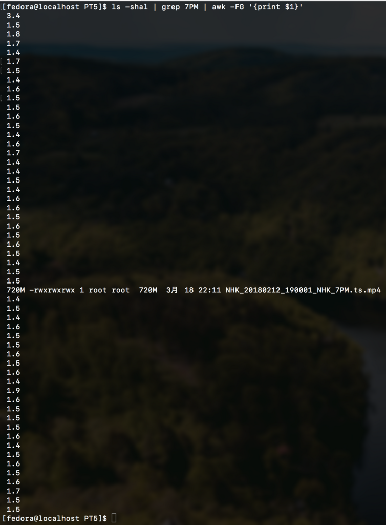 bash 複数の録画tsファイルのサイズをawkで合計する - min117の日記