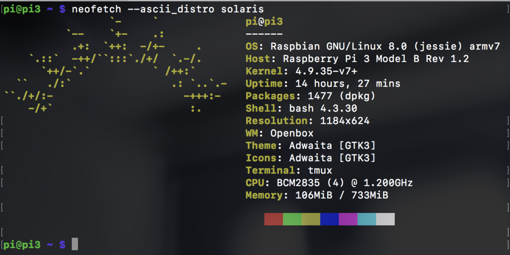 RaspberryPi3 neofetch コマンドでOSロゴとシステム情報を表示する - min117の日記